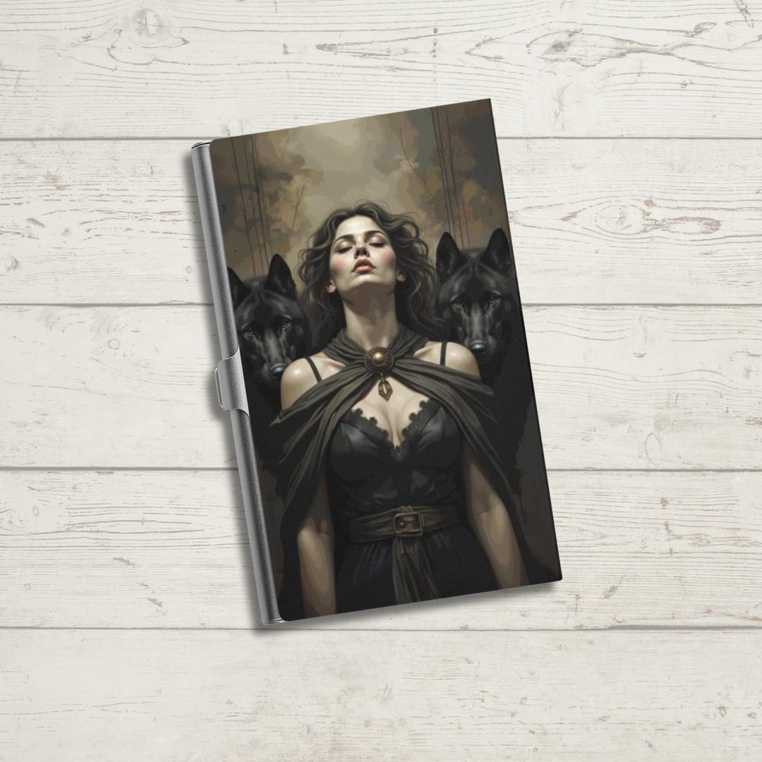 Goddess Hectate and Wolves Business Card Holder, Greek Goddess of Magic ...