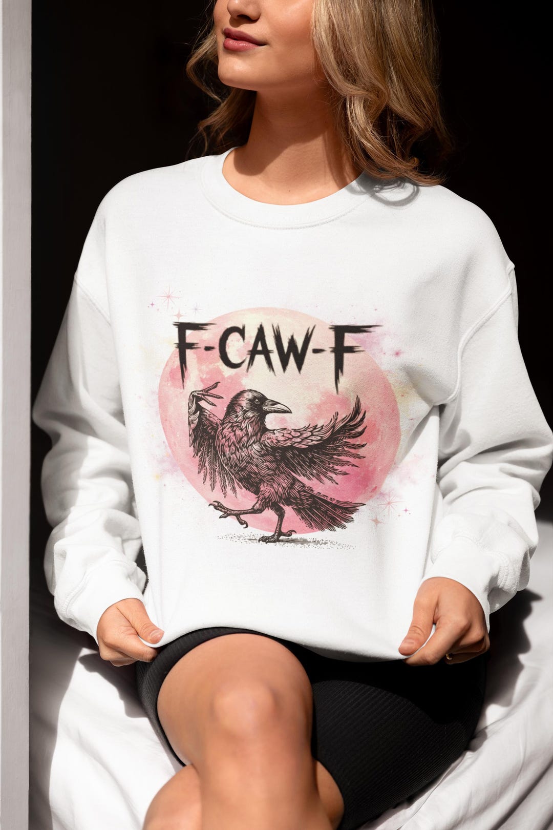 F-caw-f Crow Graphic Sweatshirt - Adult Humor, Gothic Clothing - Etsy