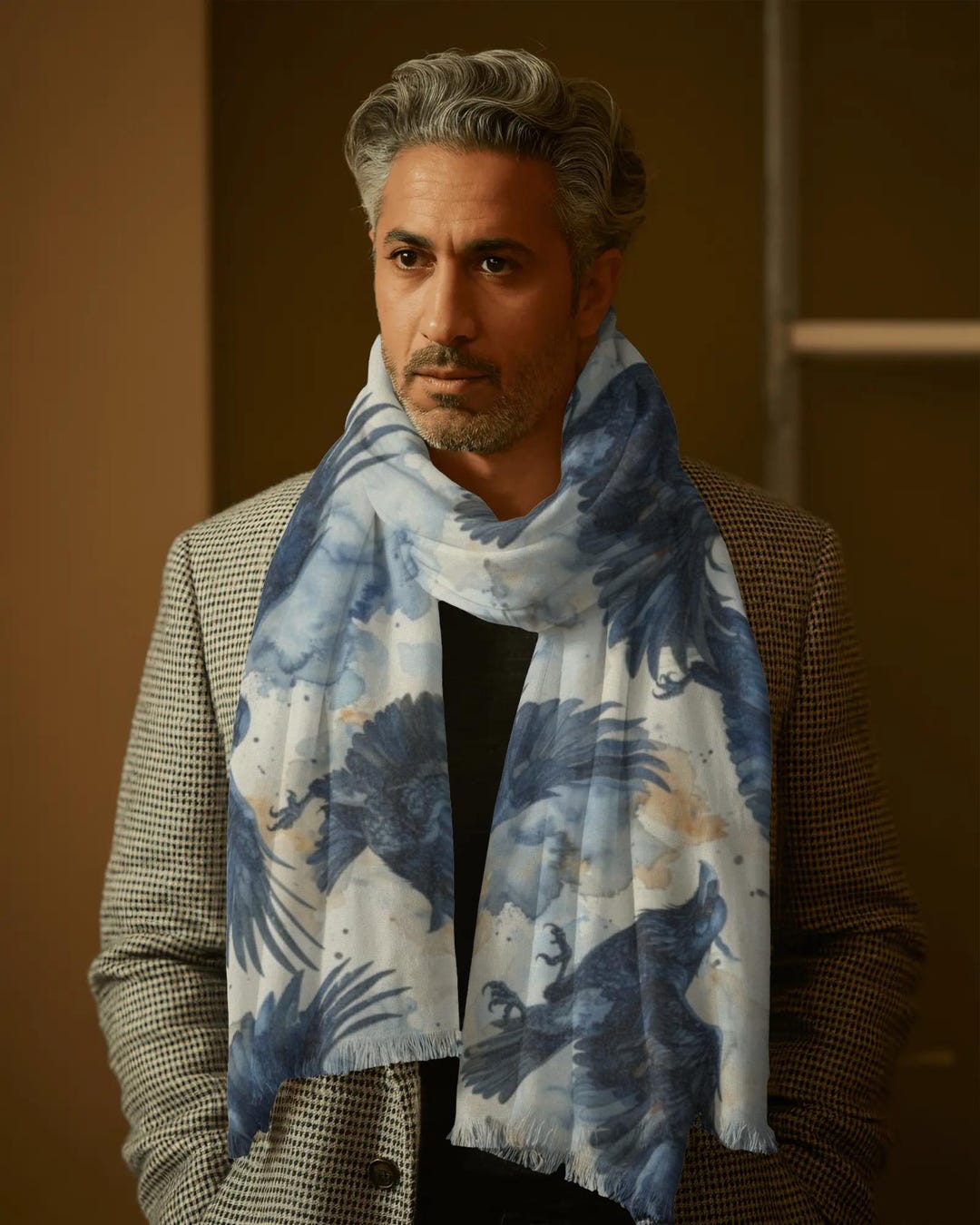 Edgar Allan Poe Blue Raven Pattern Scarf | Men's Light Scarf - Etsy