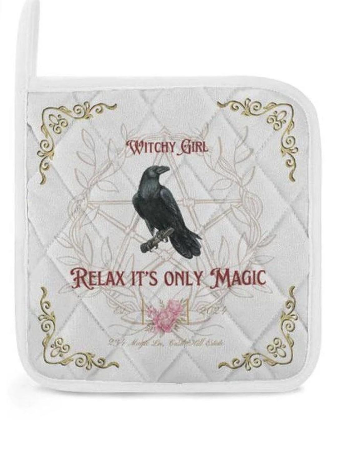 Witchcore Black Crow Wiccan Kitchen Witch Pot Holder Set - Relax It's ...