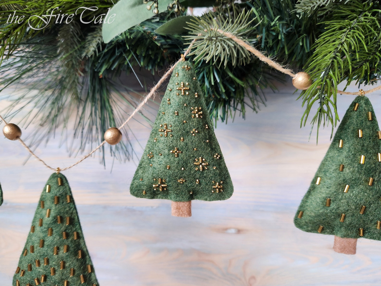Felt Christmas Garland, Scandinavian Christmas Ornaments, Handcrafted ...