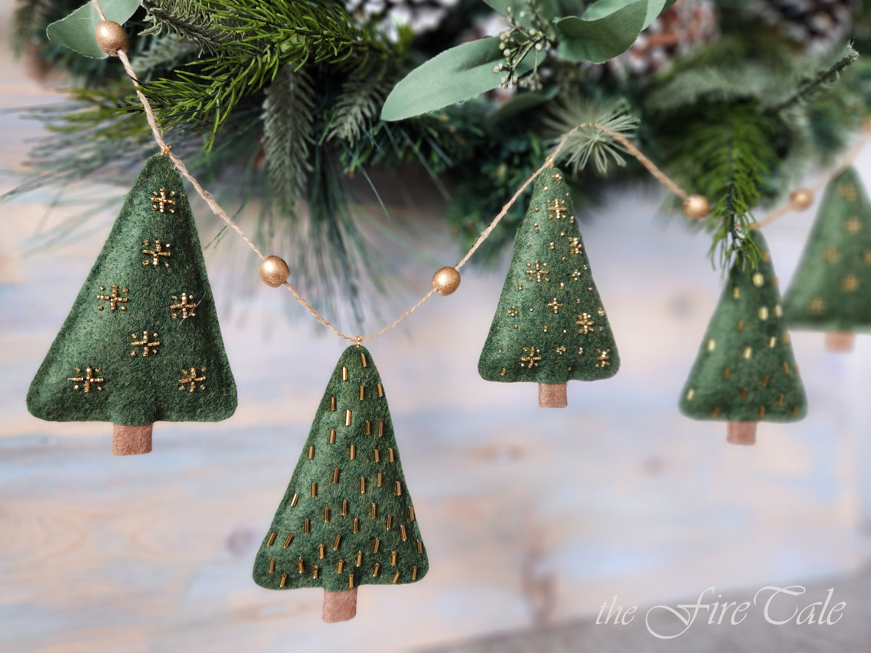 Felt Christmas Garland, Scandinavian Christmas Ornaments, Handcrafted ...