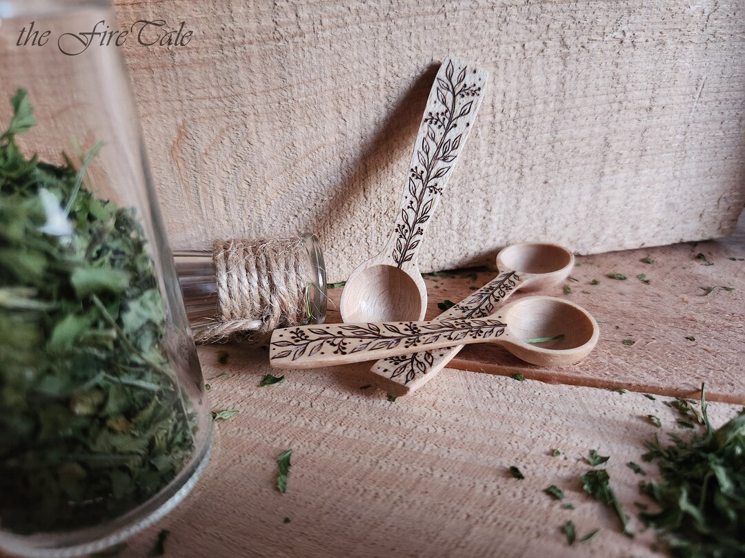 Light Color Tiny Wooden Spice Spoon, Small Spice Spoon, Kitchen Witch ...