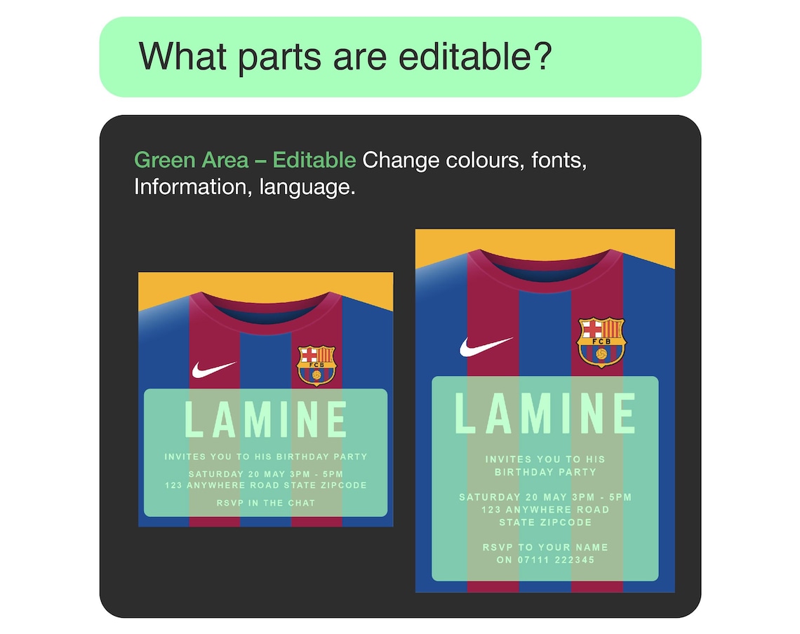 Editable Animated Barcelona Party Invitation | Digital Football ...