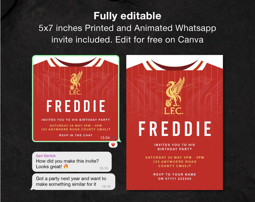 Editable Animated Liverpool Party Invitation | Digital Football ...