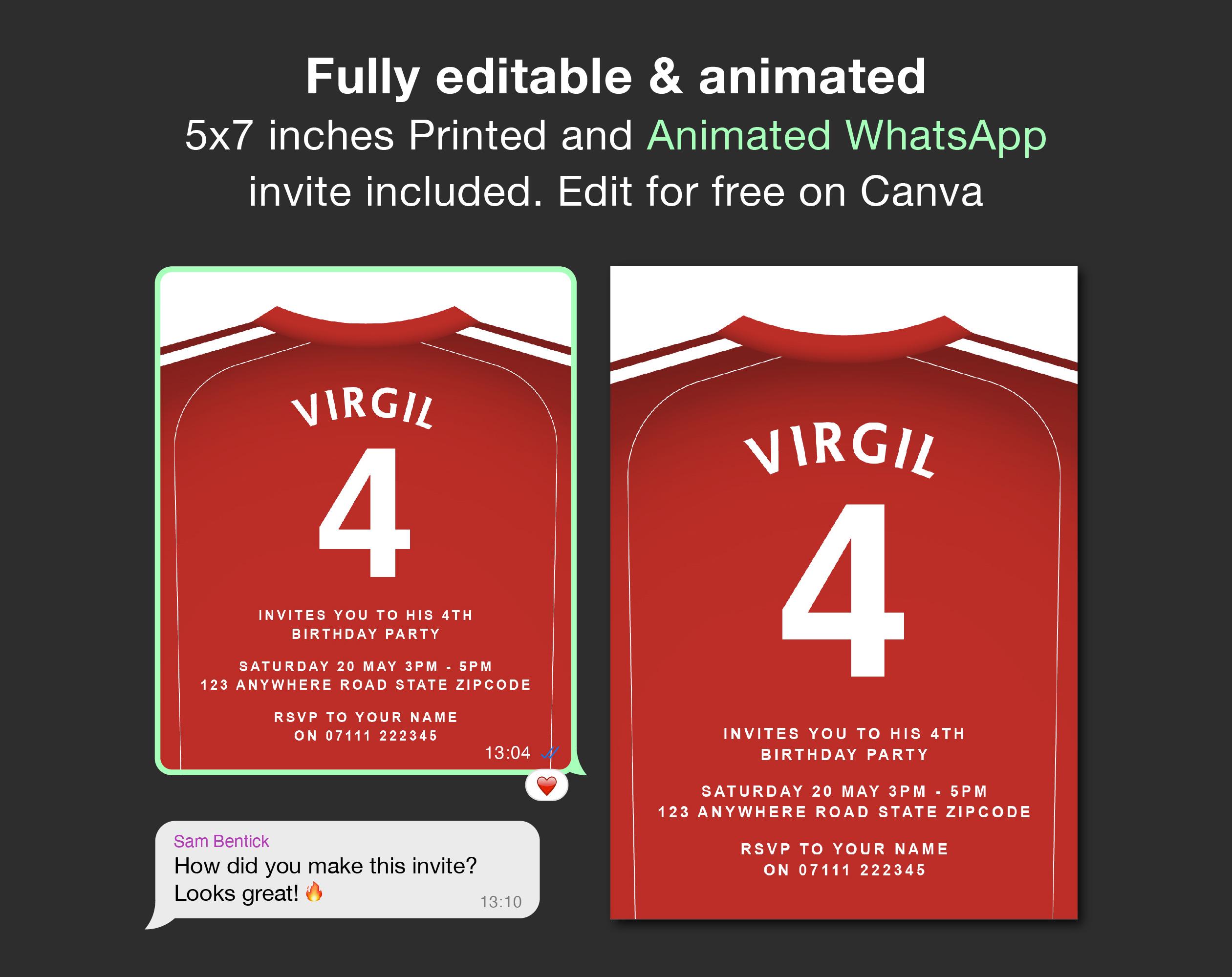 Editable Liverpool FC Birthday Invitation | Animated Digital Football ...
