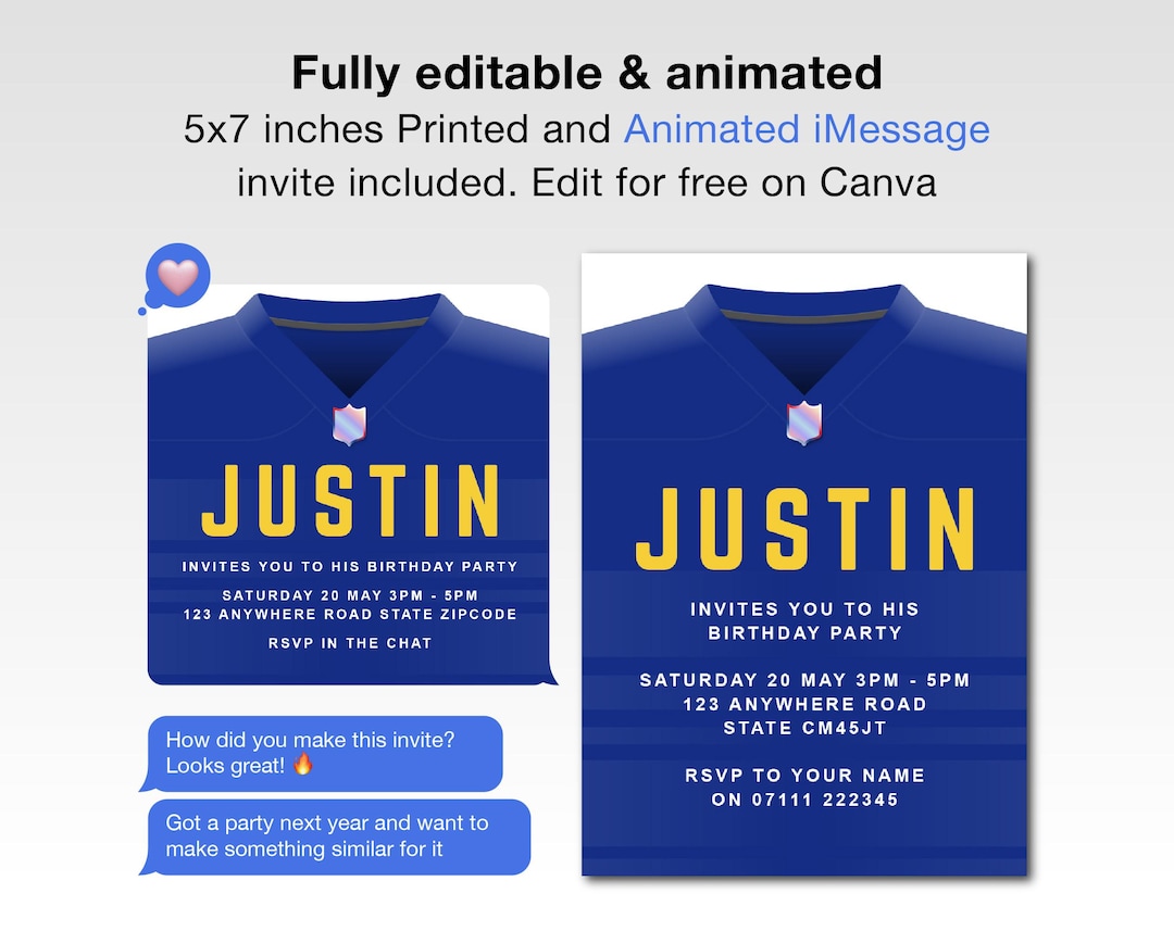 Animated LA Rams Birthday Invitation Editable Digital Football Party ...