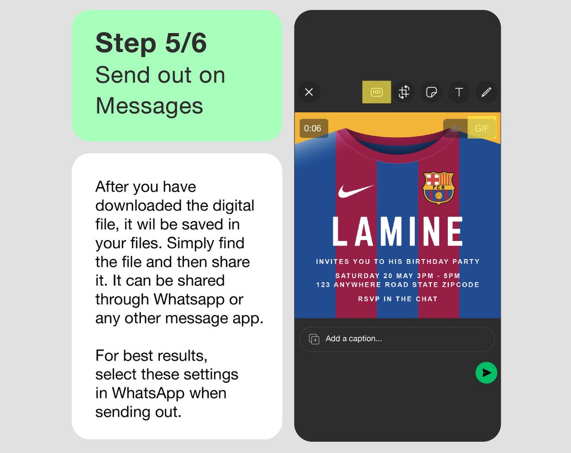 Editable Animated Barcelona Party Invitation | Digital Football ...