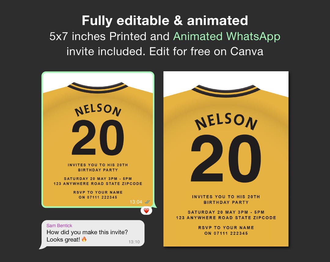 Editable Wolves FC Birthday Invitation | Animated Digital Football ...