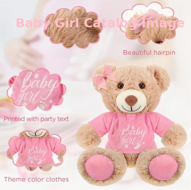 Gender Reveal Plush Teddy Bear - Baby Shower Keepsake Gift With ...