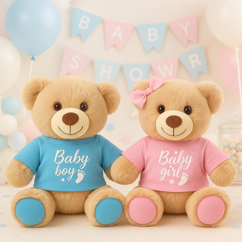 Gender Reveal Plush Teddy Bear - Baby Shower Keepsake Gift With ...