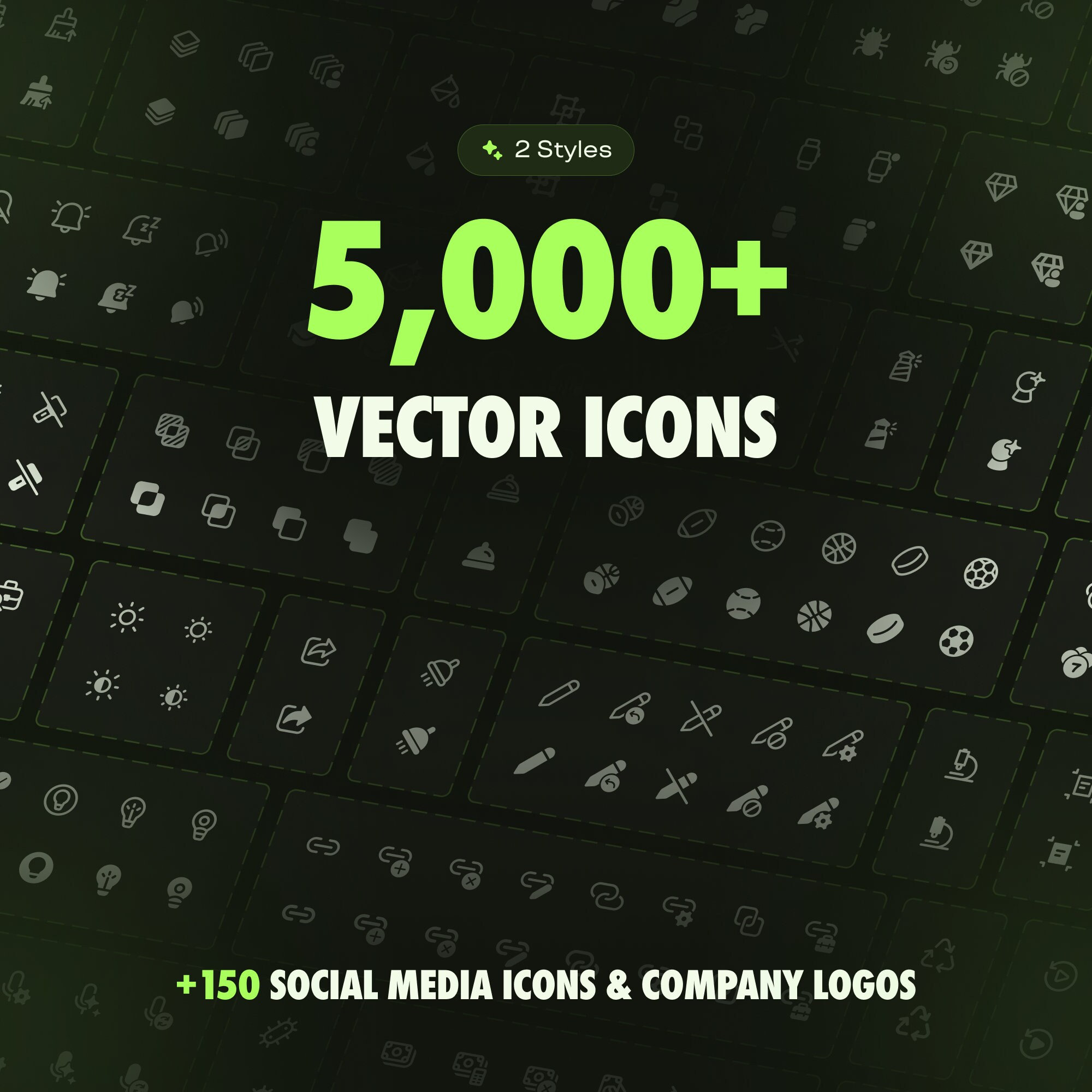 5000 Icons & 150 Social Media Icons and Company Logos Emerald Icon Pack ...