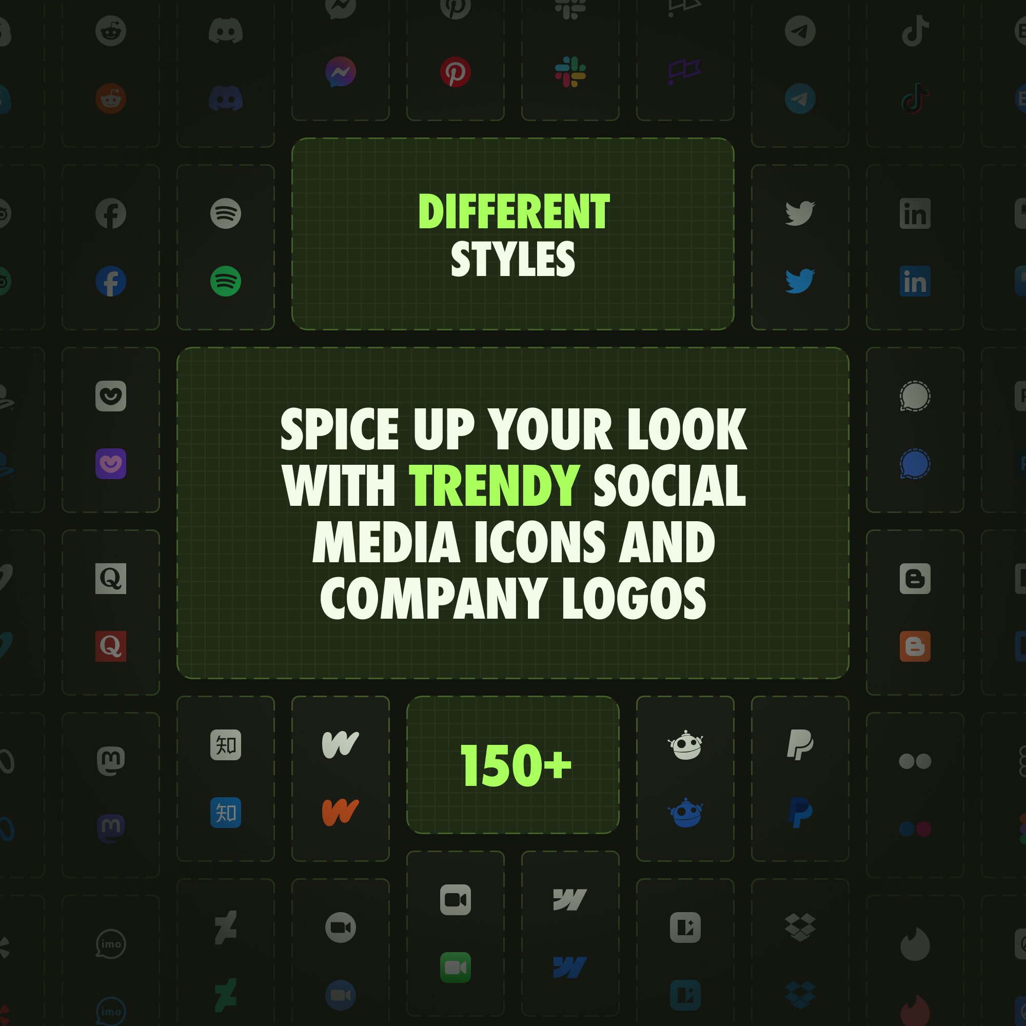 5000 Icons & 150 Social Media Icons and Company Logos Emerald Icon Pack ...