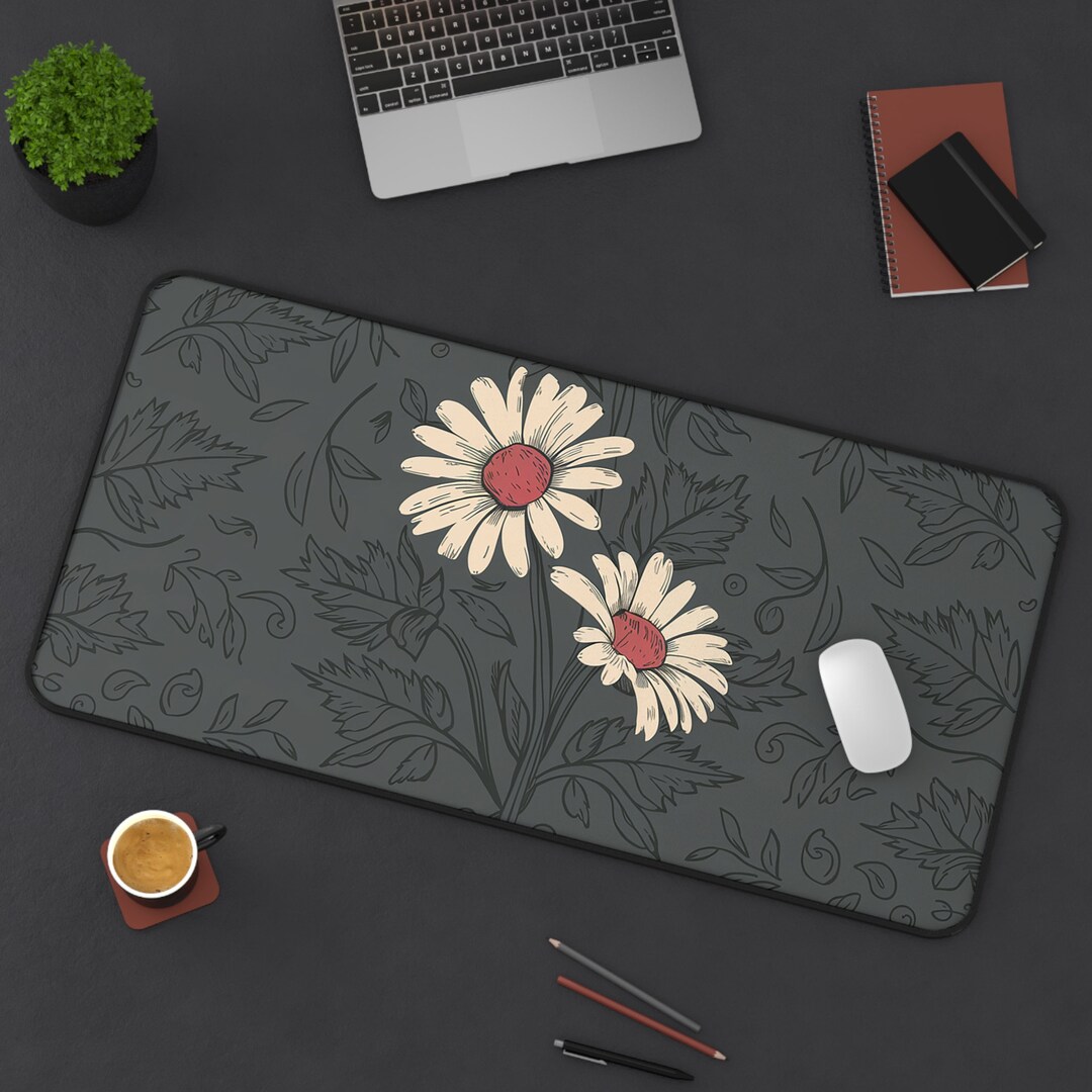 Daisy Line Art Desk Mat Stylish Home Office Decor, Anti-slip Computer ...