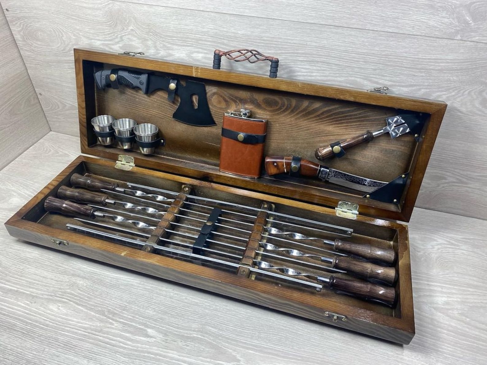 Skewers Set in Wooden Case, Grill Set, BBQ Set, Shashlik - Etsy