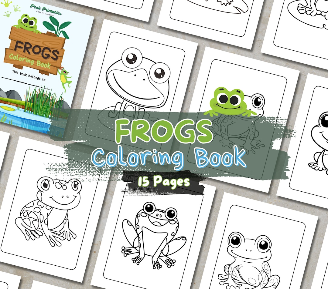 Frogs Coloring Book - Etsy