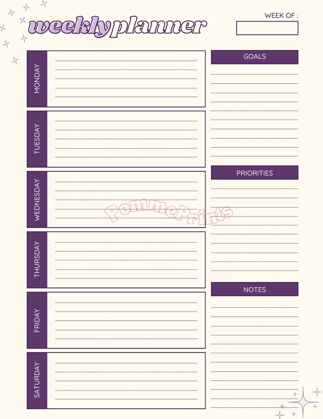Retro Purple Weekly Planner - Etsy