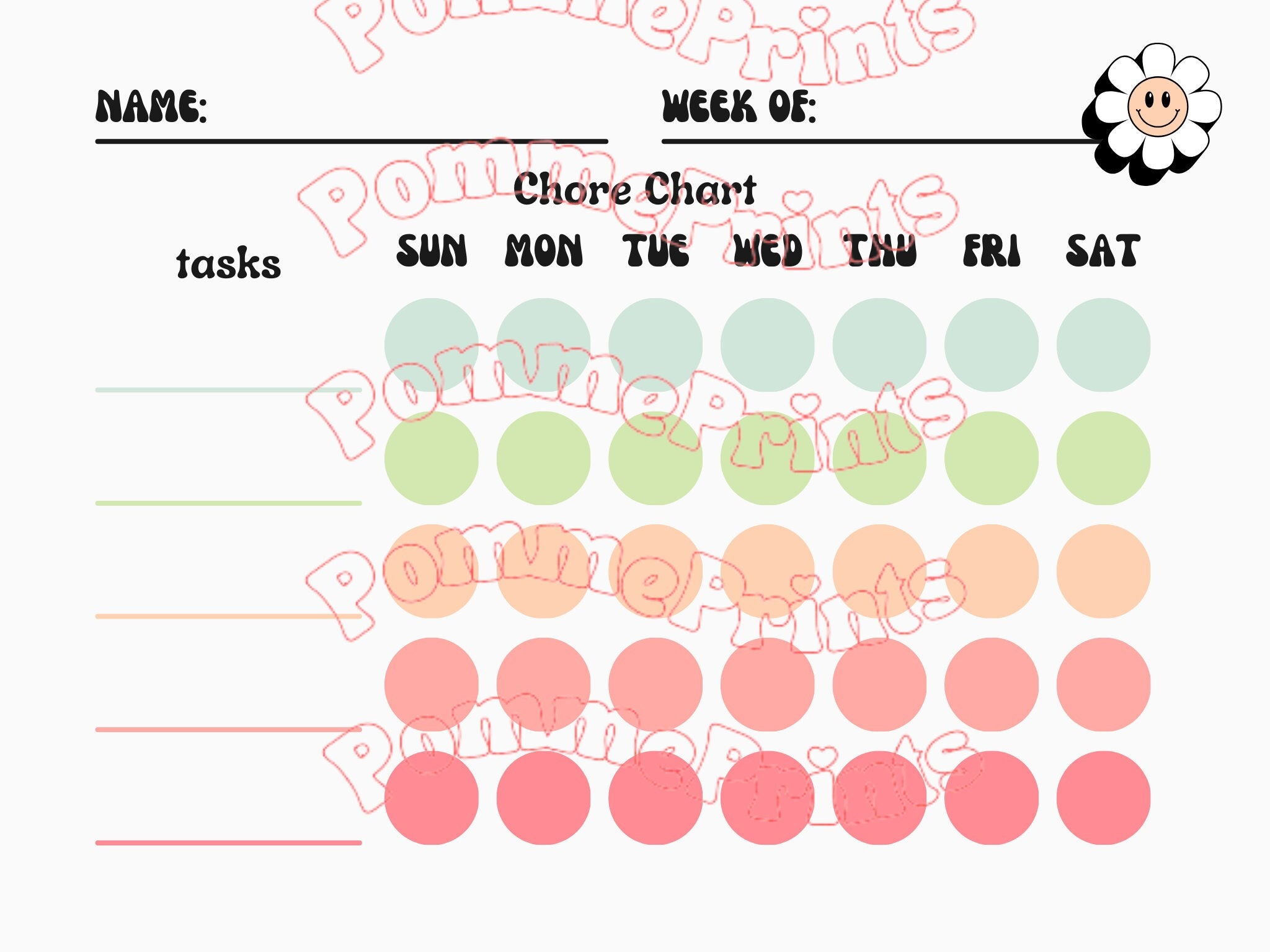 Funky Chore Chart With Checklist - Etsy