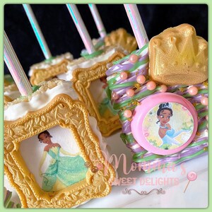 Princess Tiana Chocolate Covered Rice Krispies, Princess Party, Party ...