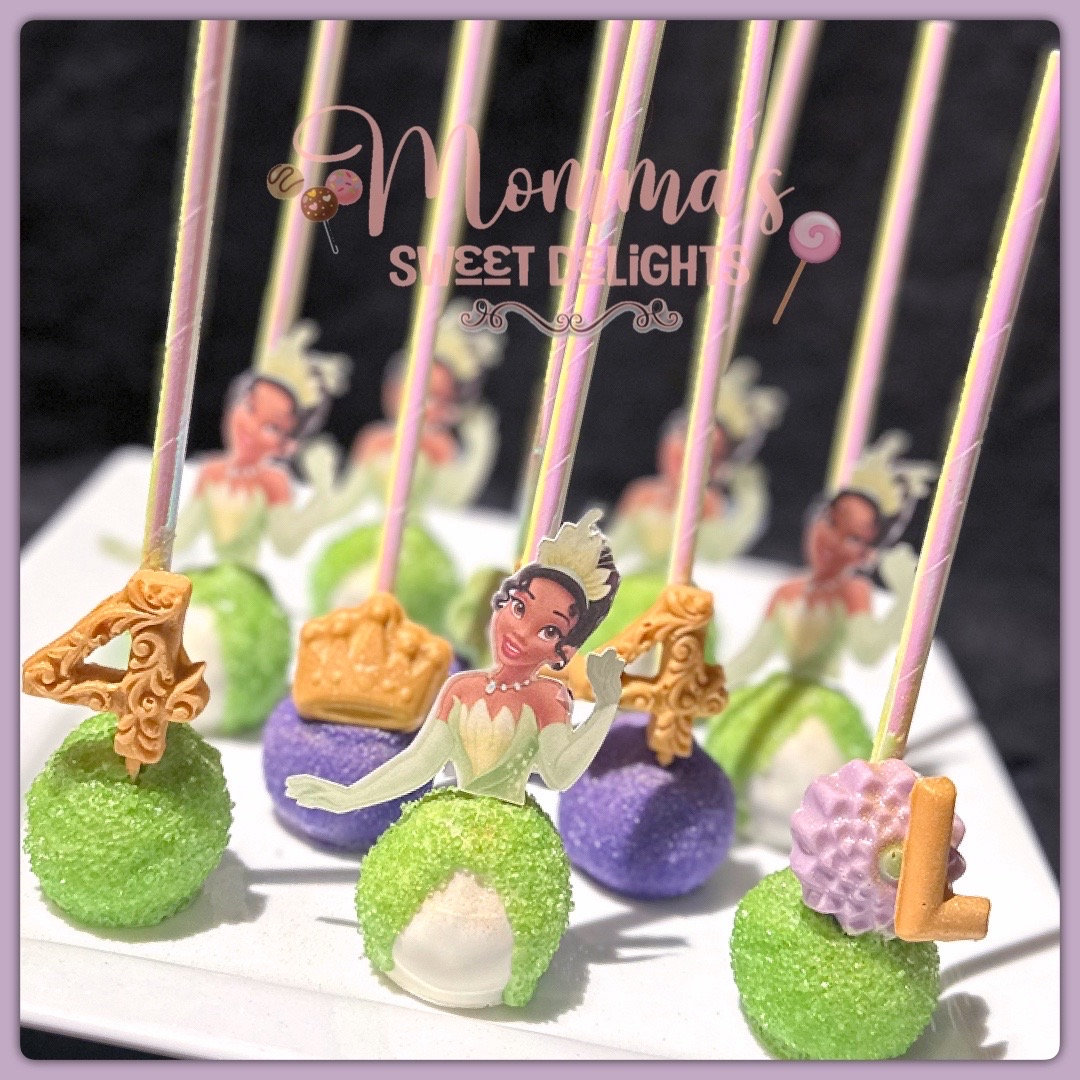 Princess Tiana Cake Pops, Princess Party, Party Favors, Tiana Party ...