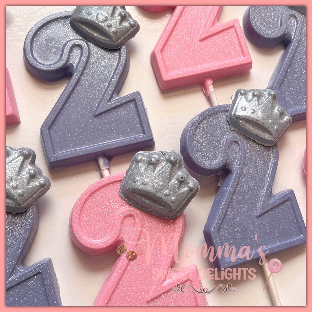 Number 2 Chocolate Lollipops, Birthday Party Favors, Pink and Purple ...