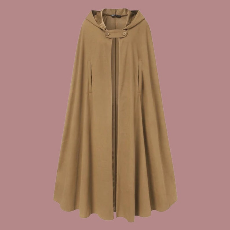 Stylish Long Cape Cloak Women Hooded Wool Blend Cloak Autumn Hoodies ...