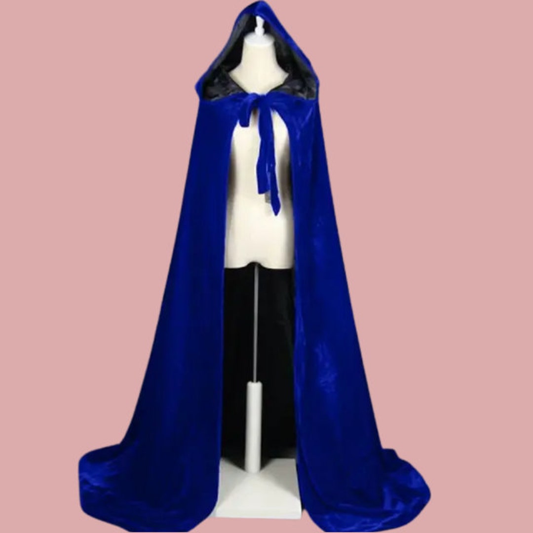 Hooded Cloak Long Velvet Cape Robe Green Black Red Cloak - Etsy