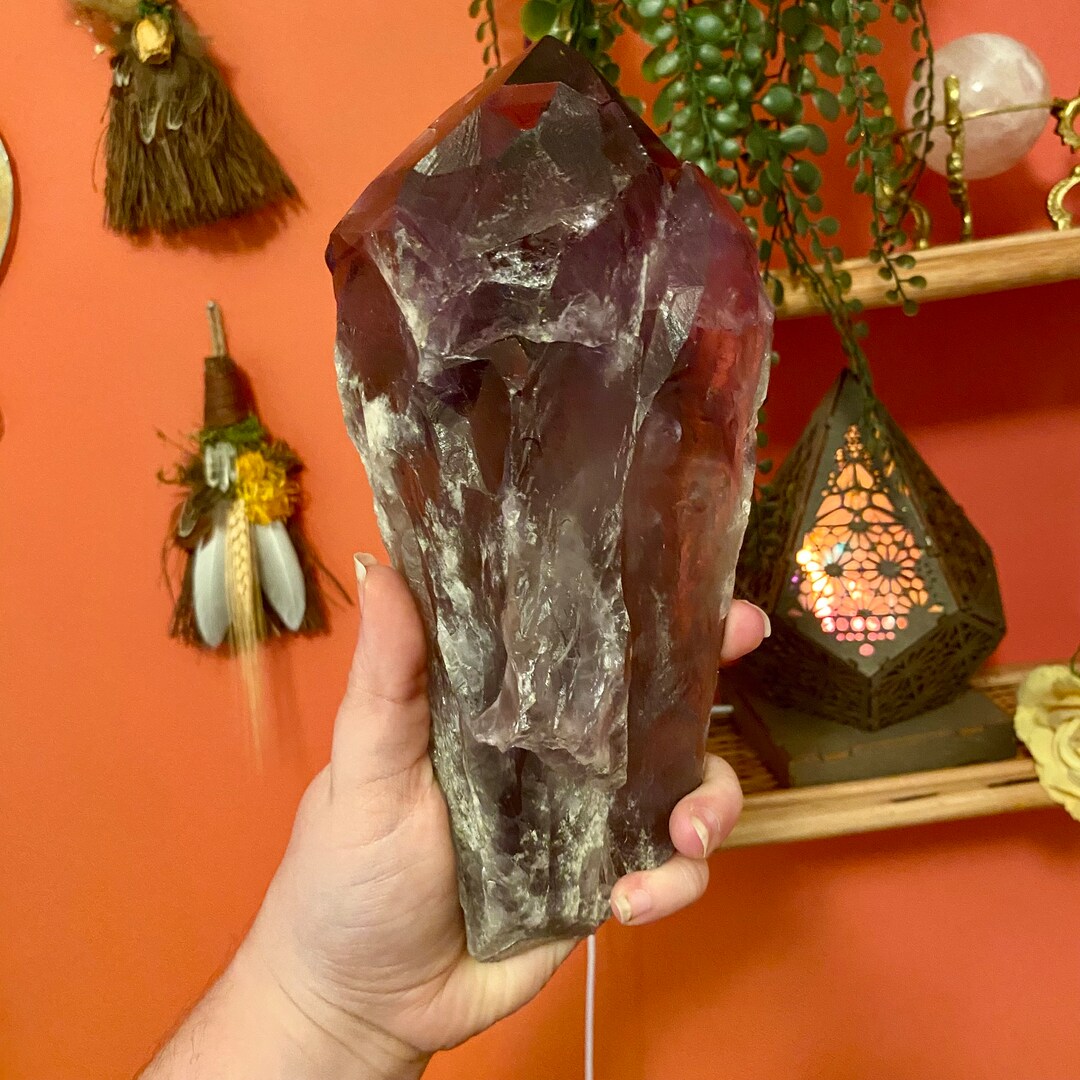 Enchanted Amethyst Witch Wand, Bahia Elestial Amethyst Scepter, Dragon Tooth Scepter, Brazilian ...