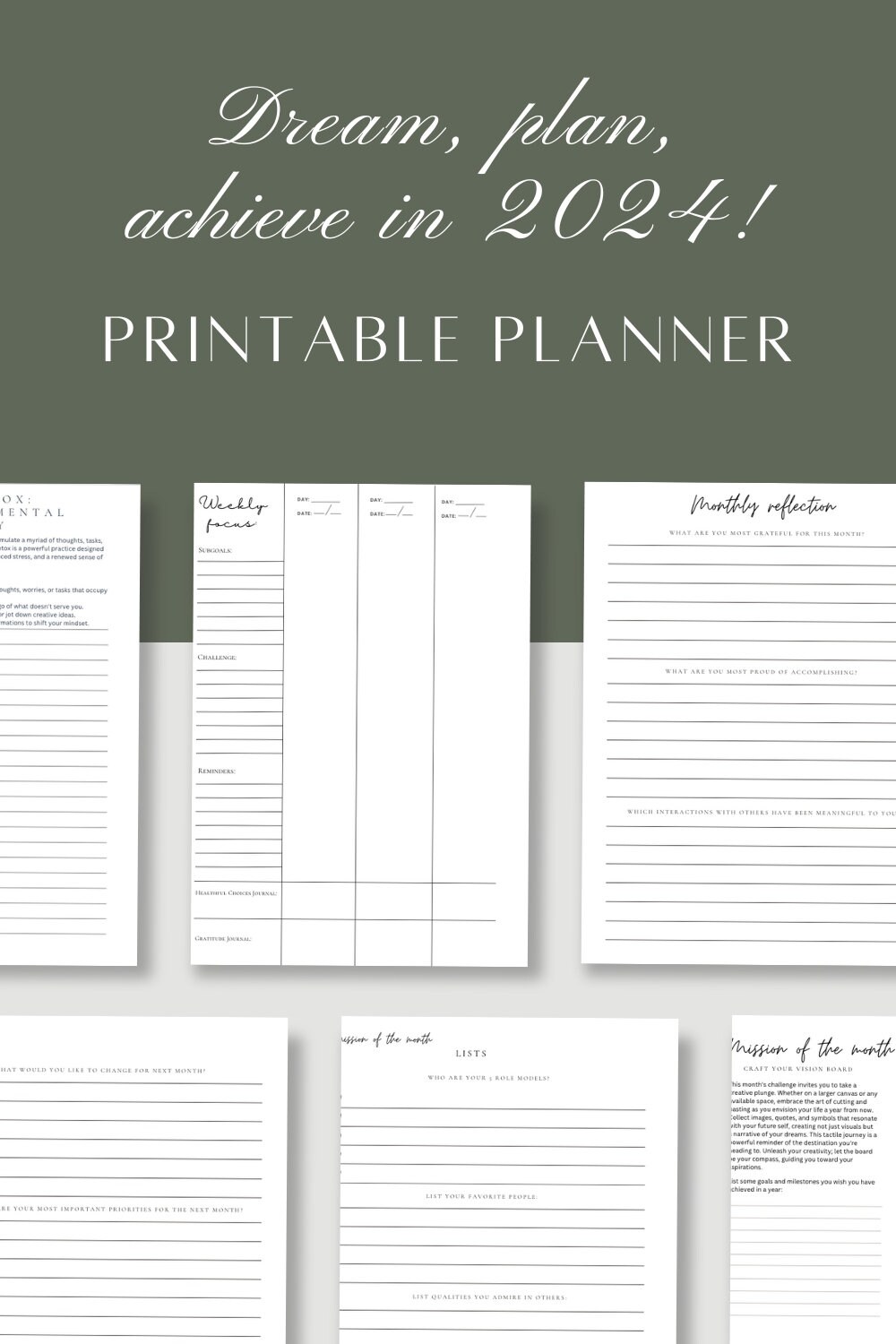 Printable Dream and Achieve Planner: Your Personal Guide to Self ...