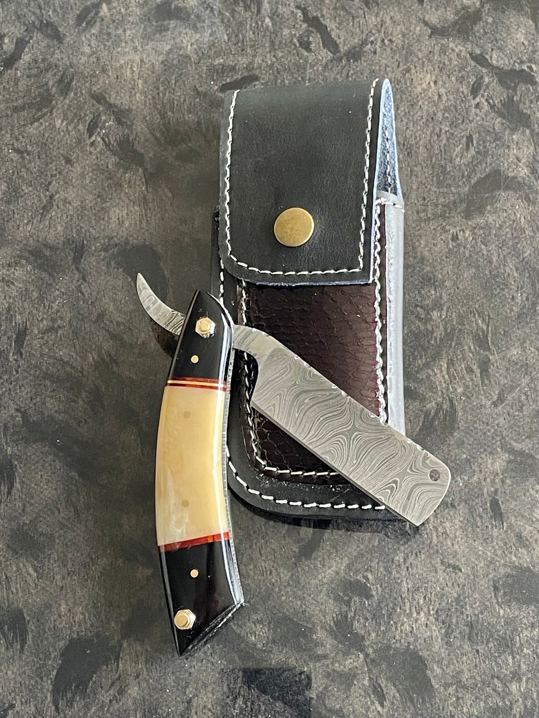 Handmade Wet Shave/barber Damascus Steel Cut Throat Razor Buffalo Horn ...