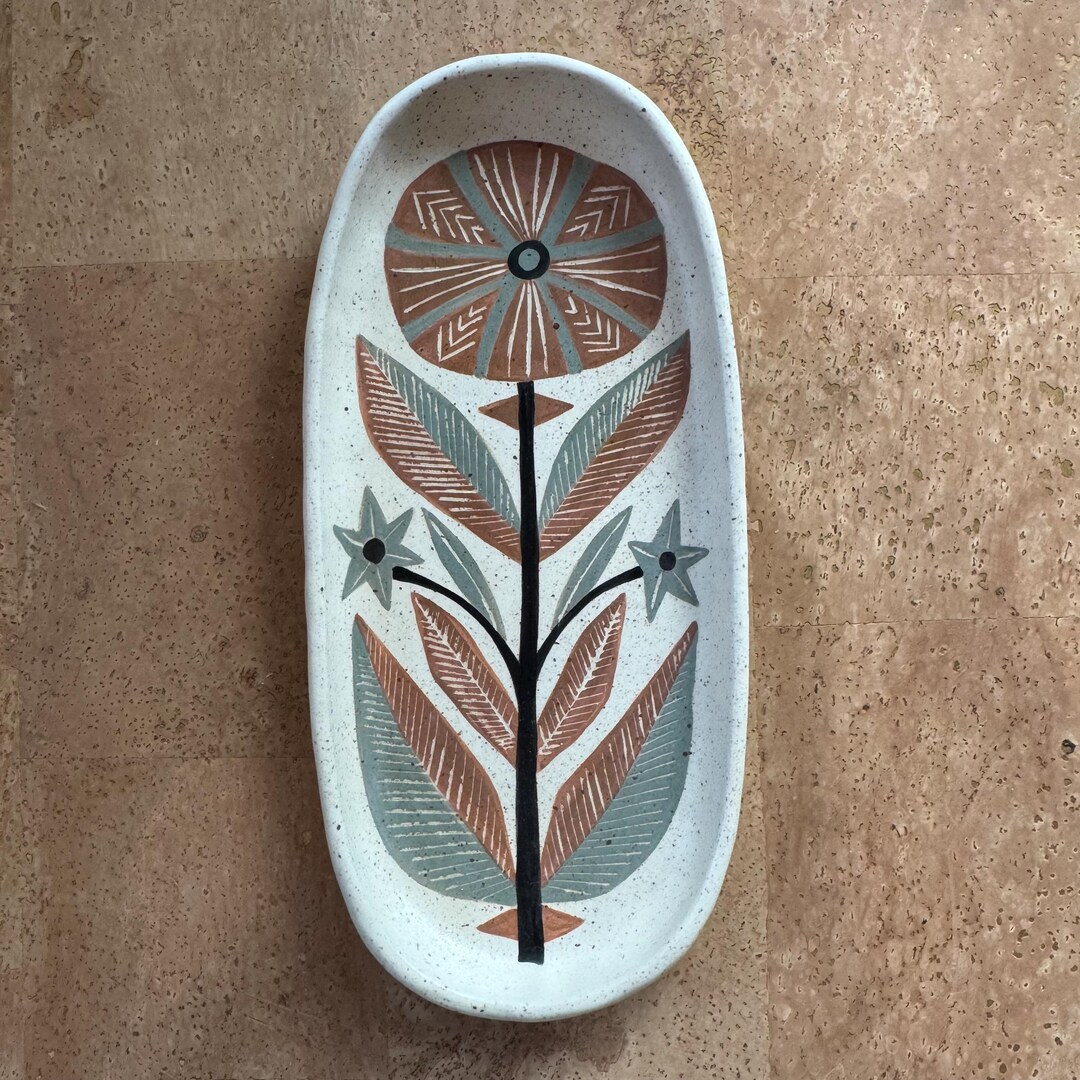 Handmade and Painted Platter: Stoneware - Etsy