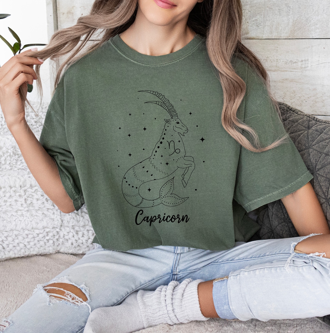 Comfort Colors Zodiac Capricorn Vintage Tee, Celestial Capricorn Shirt ...