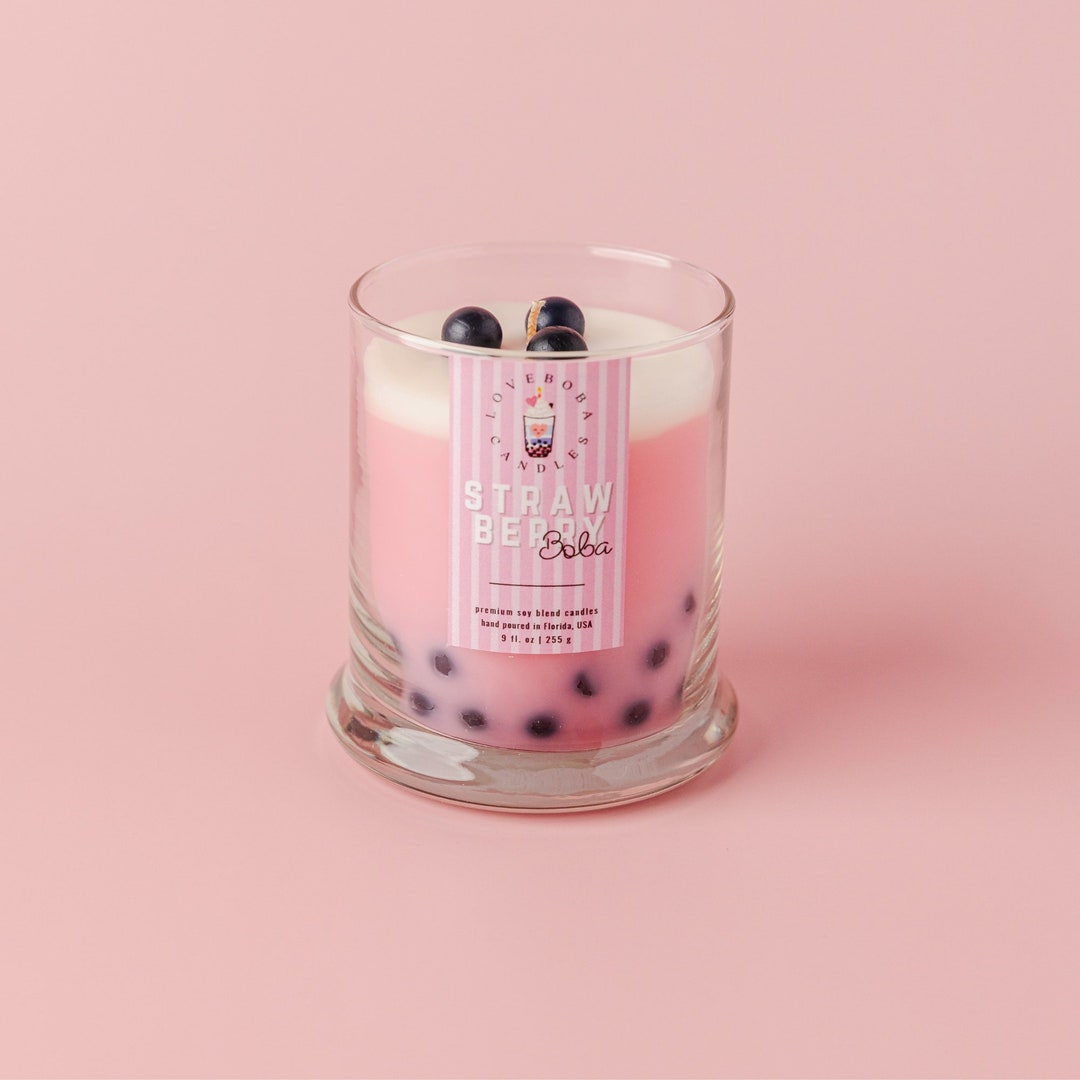 Strawberry Boba Candles - Love Boba Candles - Etsy