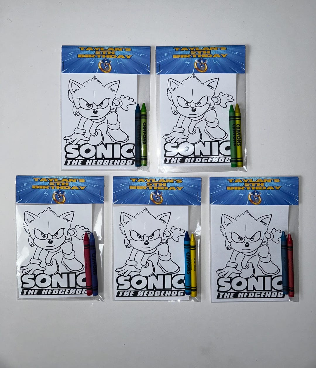 Sonic Colouring Page & Crayons Set - Party Favor - Birthday Art Set ...