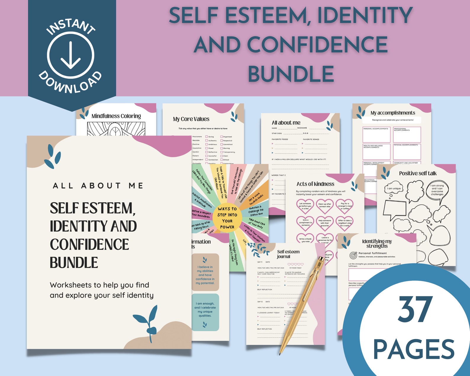 Self Esteem Worksheets, Therapy Worksheets, Therapy Resources ...