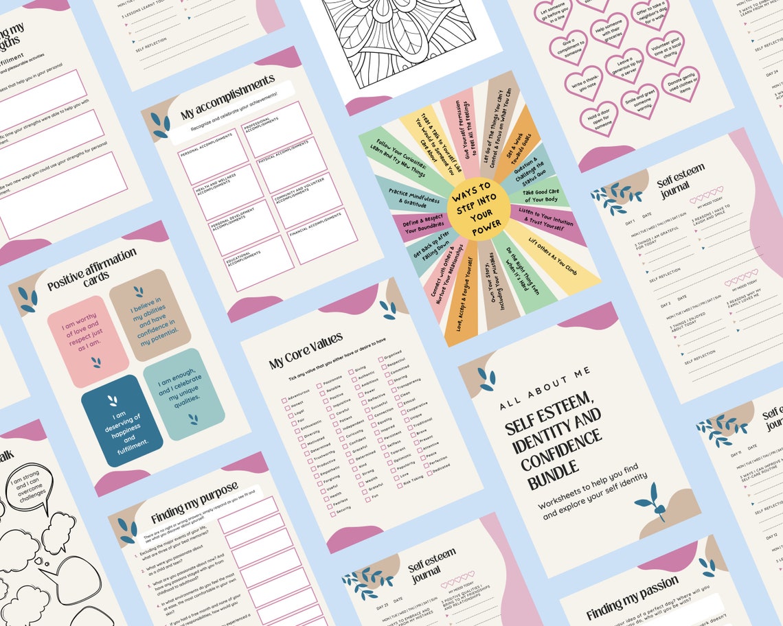 Self Esteem Worksheets, Therapy Worksheets, Therapy Resources ...