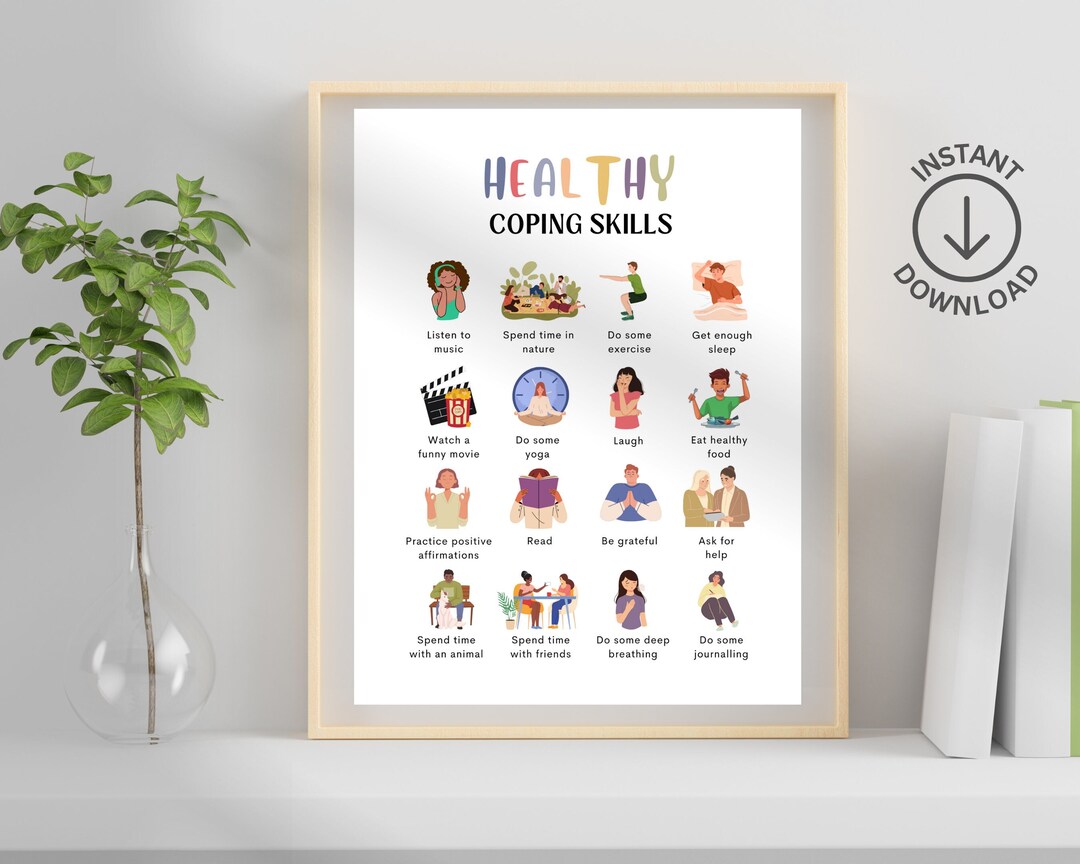 Healthy Coping Skills, Therapy Poster, Self Care, Therapy Office Decor ...