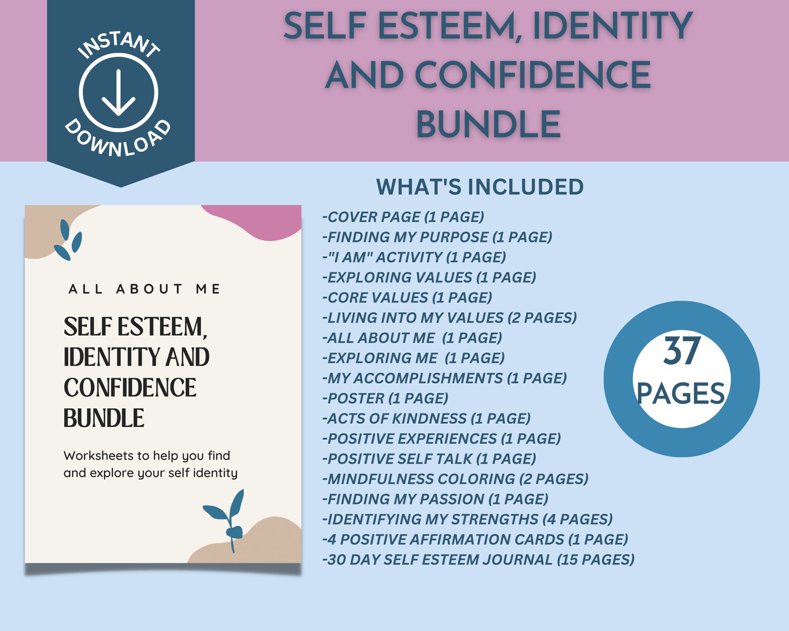 Self Esteem Worksheets, Therapy Worksheets, Therapy Resources ...