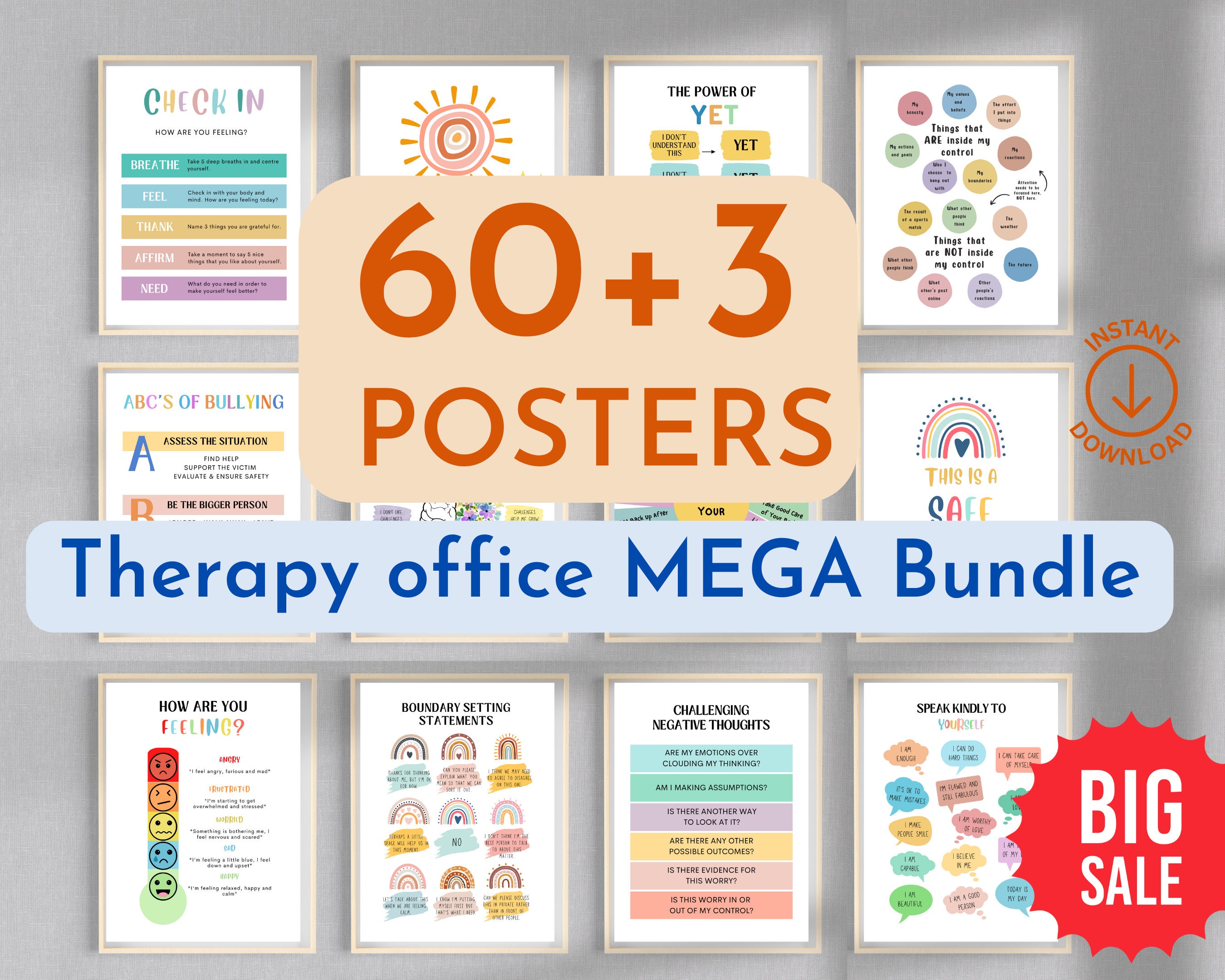 Therapy Office Bundle, Phycologist Office Decor, Inspiring Posters ...