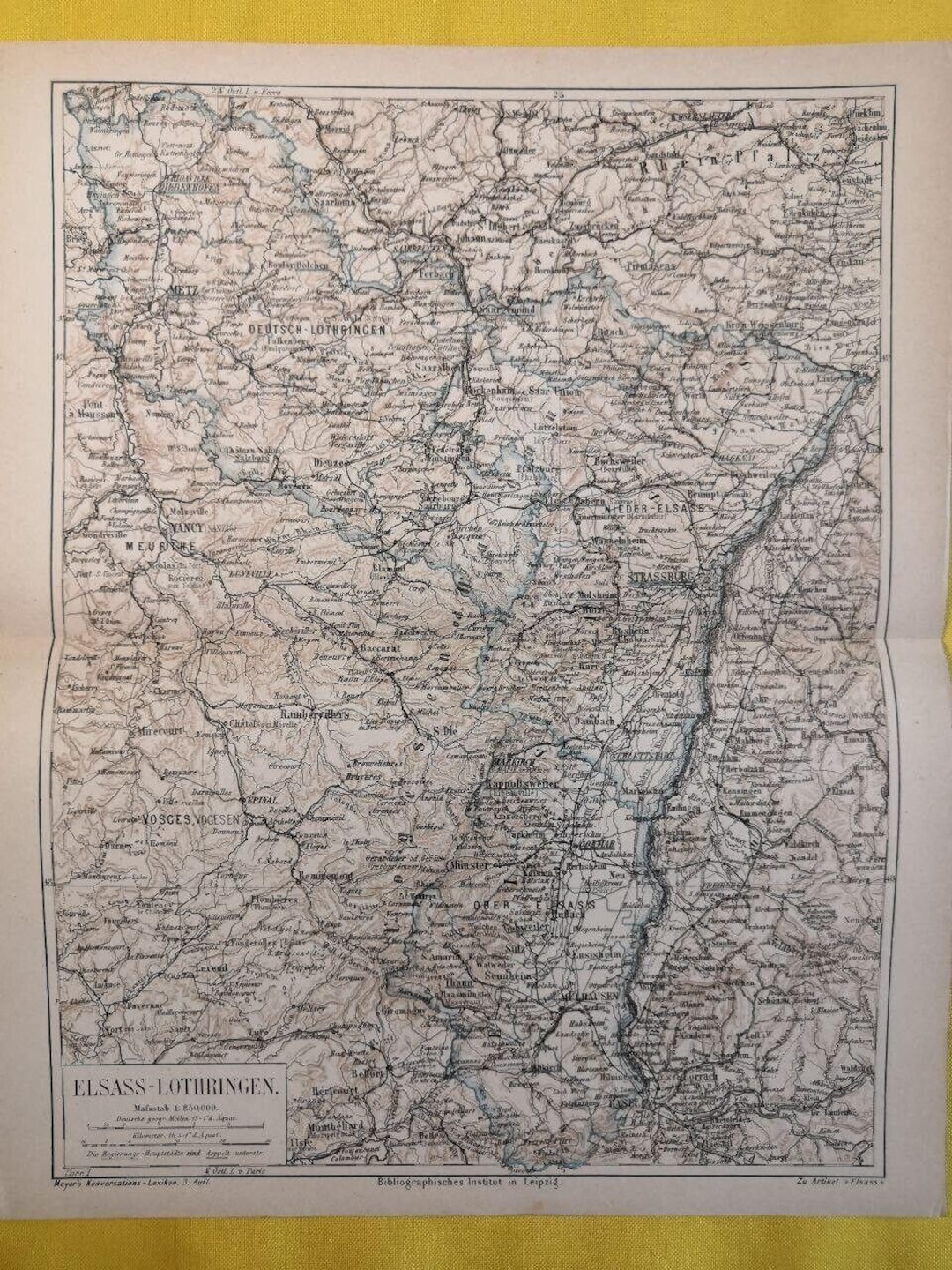 1875 Alsace Lorraine France Germany Map Duchy Hesse Strasbourg Metz ...