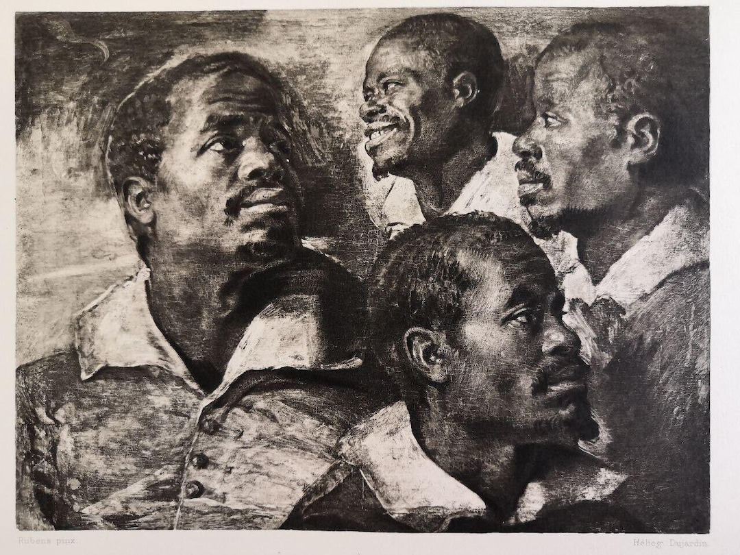 1878 STUDY OF A Black Man Head Ramus Paul Ruben Lithography 0.5 X 7 C15 ...