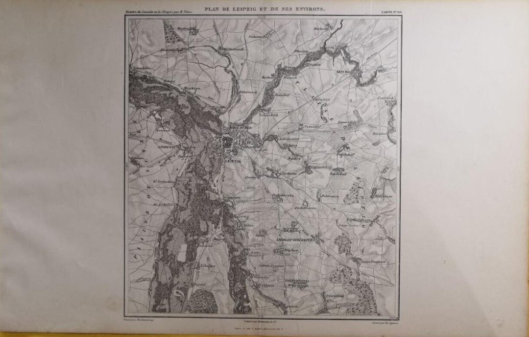 1859 Battle of Leipzig French MAP Saxony Germany Napoleonic Wars M ...