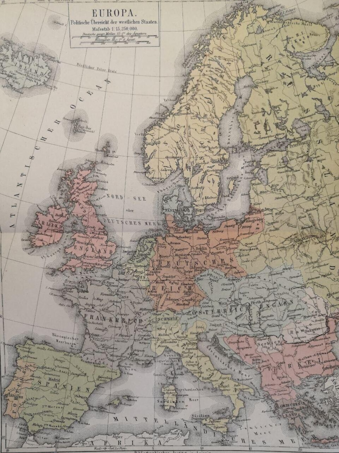 1875 Europe Continent Political Map Vintage ORIGINAL 11.5 X 9 C15-8 - Etsy