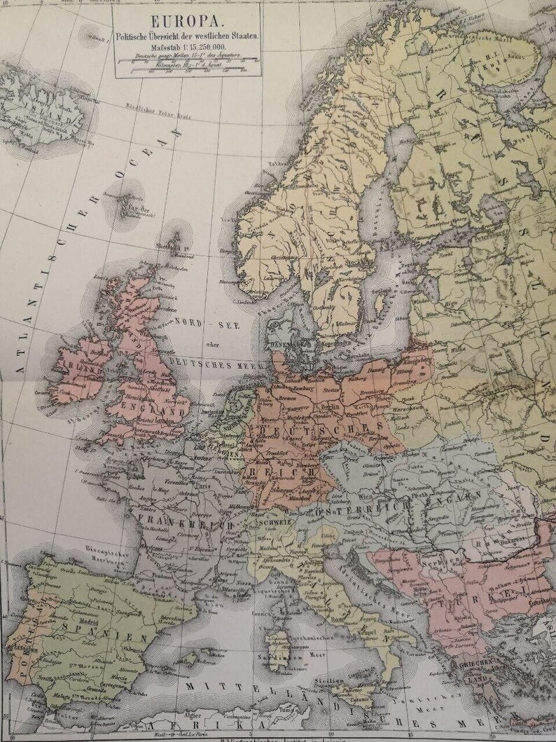1875 Europe Continent Political Map Vintage ORIGINAL 11.5 X 9 C15-8 - Etsy