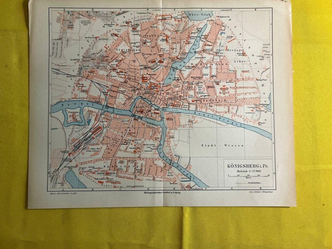 1885 - Konigsberg Germany - Vintage Map ORIGINAL 11.5 X 9.5"- C11-2 - Etsy