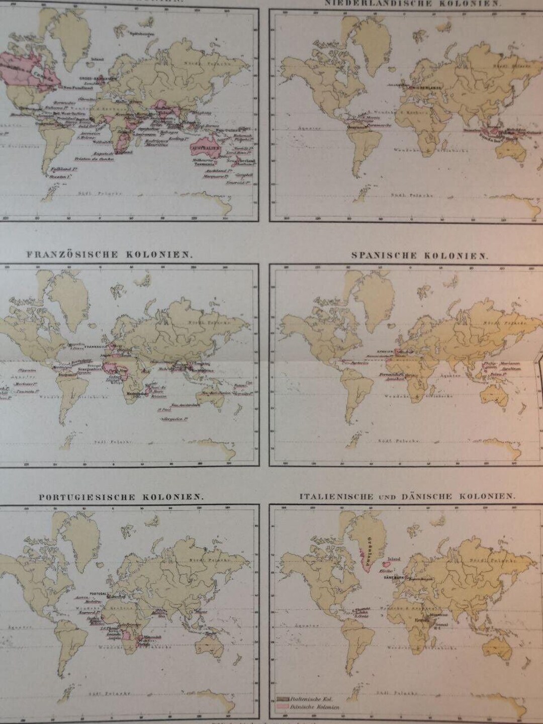 1890 German Empire Colonies Vintage Geography Map World ORIG 11.5 X 9.5 ...