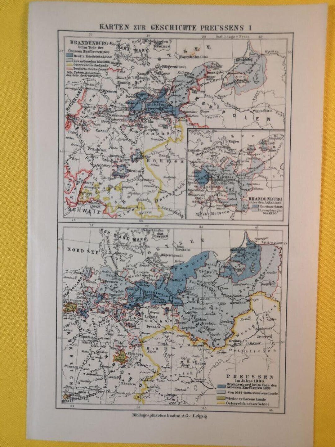 1815 GROWTH OF PRUSSIA Vintage Map Russia Thematic Development Original ...