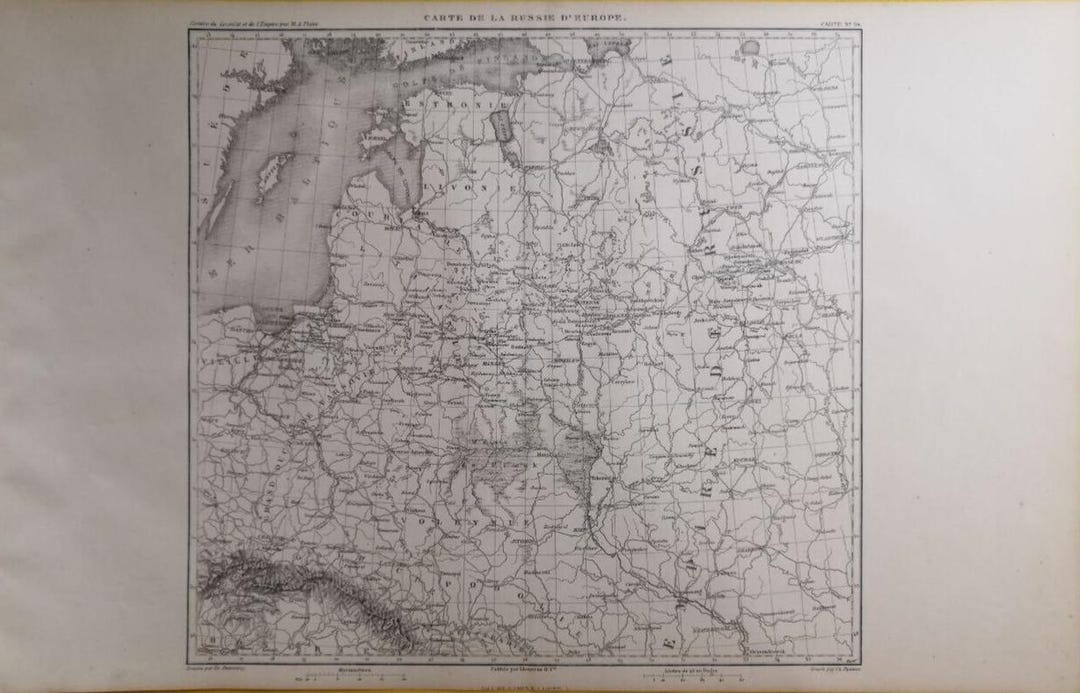 1859 European Russia MAP Napoleon Era Baltic Sea Geography M Thiers C18 ...