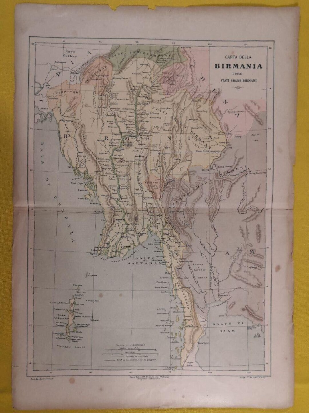 1880 BIRMANIA Burma Myanmar Asia Map Yangon Bagan ORIGINAL 14.5 X 10 C12-9 - Etsy