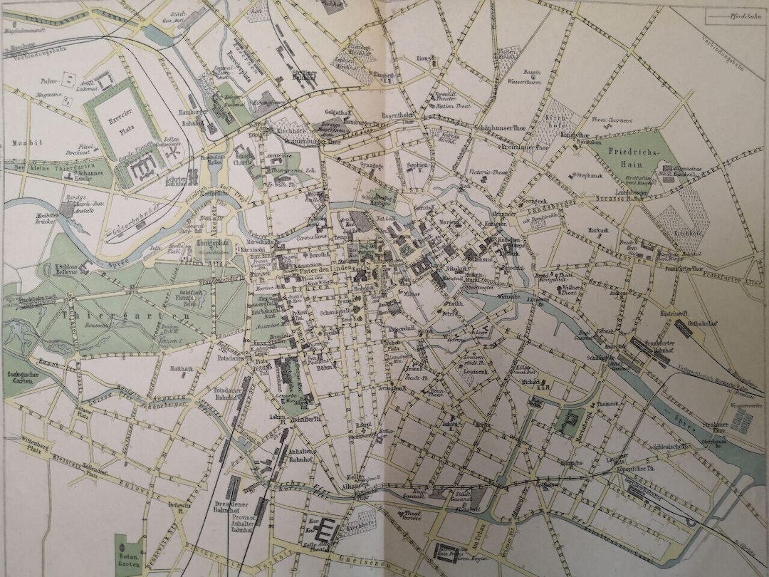 1875 Berlin Germany City MAP Vintage ORIGINAL 11.5 X 9" C15-8 - Etsy
